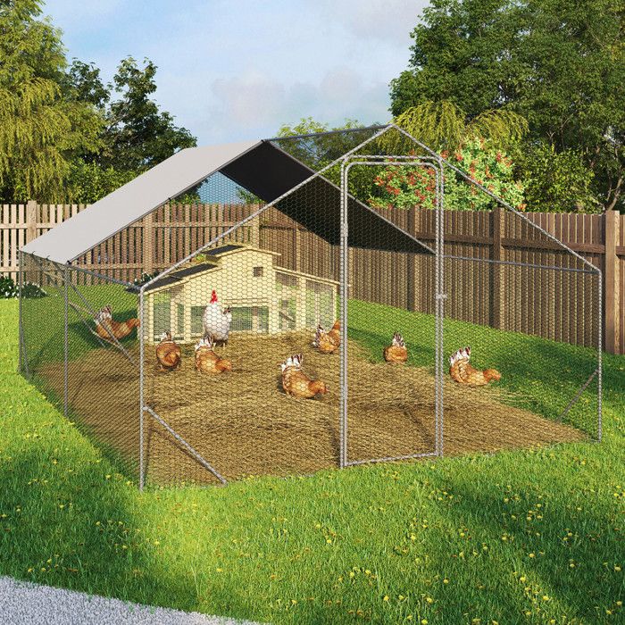 IDMARKET Enclos poulailler 12 m² 4x3 M avec grand perchoir 4 niveaux en ...