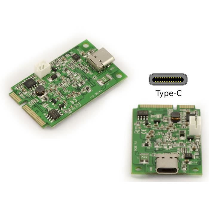 Carte mini PCIe (mPCIe) USB 3.1 Superspeed + 10 GB - 1 Port type C ...