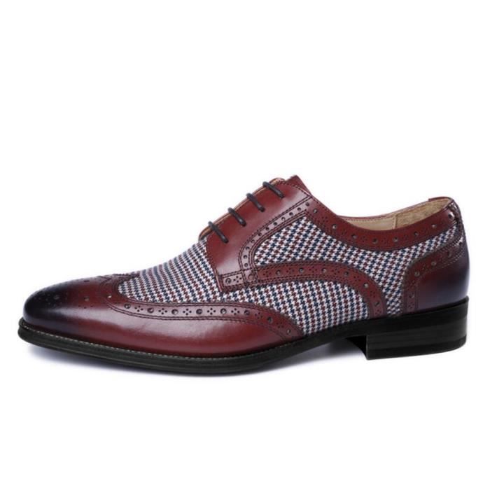 Chaussures Richelieu Hommes Décontractées Respirantes - Rouge Rouge ...