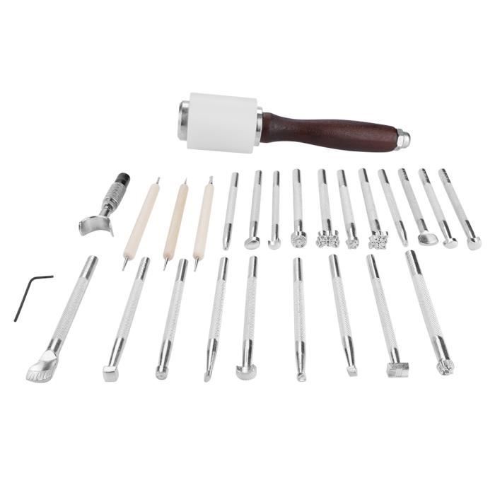 Qiilu Outil en cuir Ensemble d'outils d'estampage en cuir pour la ...