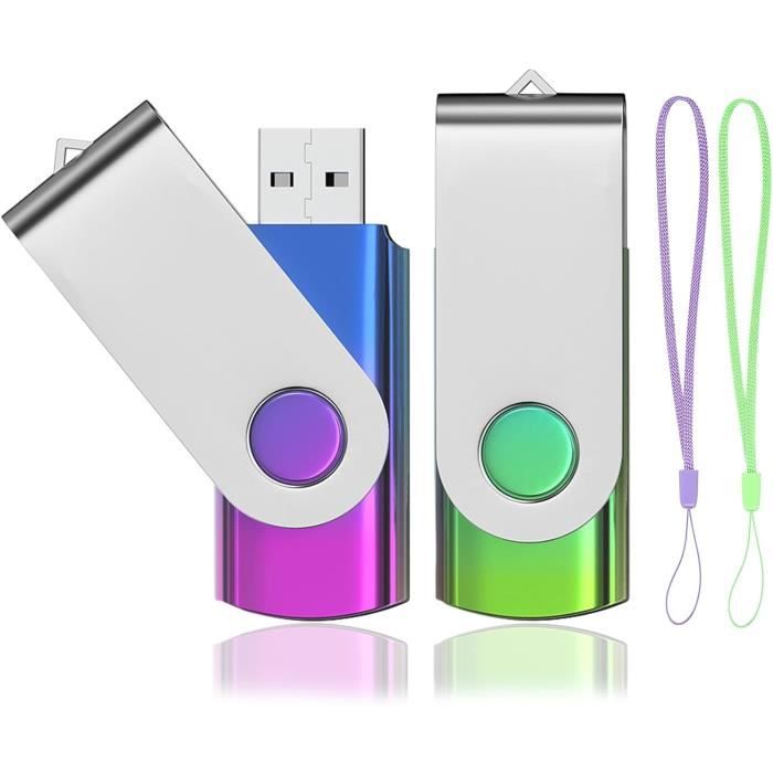 Lot De 2 Clé Usb 32 Go, Dégradé De Couleur Cle Usb 2.0 Rotation Disque ...