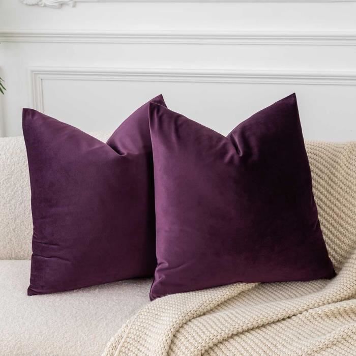 Lot De 2 Housses De Coussin Décoratives Douces En Velours Violet ...