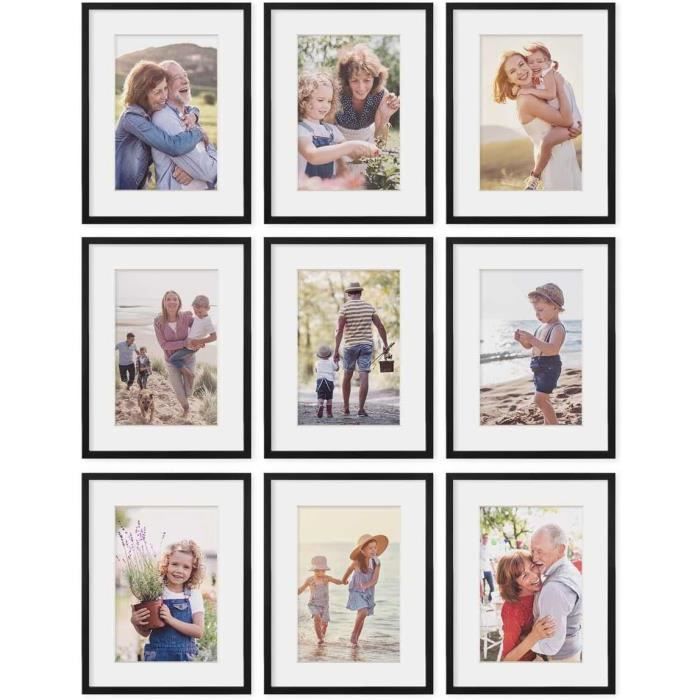 Cadre 30 X 40 Bois Mdf Noir,Lot De 9 Cadres Photo Avec Passe-Partout ...