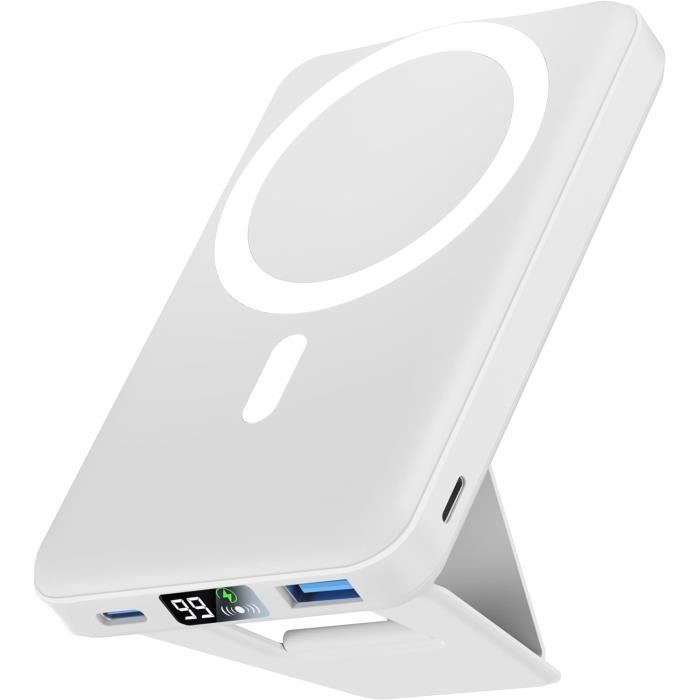 Batterie Externe 10000Mah Power Bank Chargeur Sans Fil Batterie Portable Magsafe Affichage Led ...