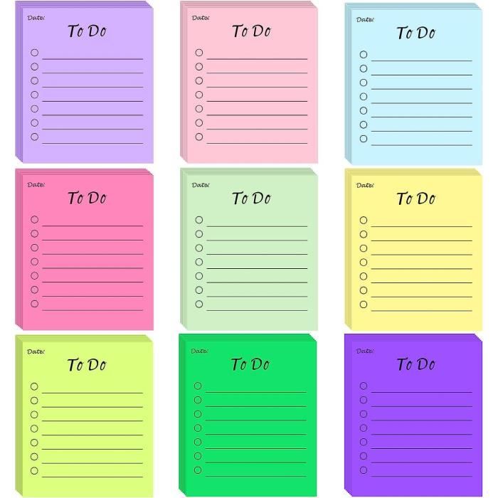 Runup 9 Bloc-Notes To Do List,Fiche de Revision,Notes Autocollantes ...