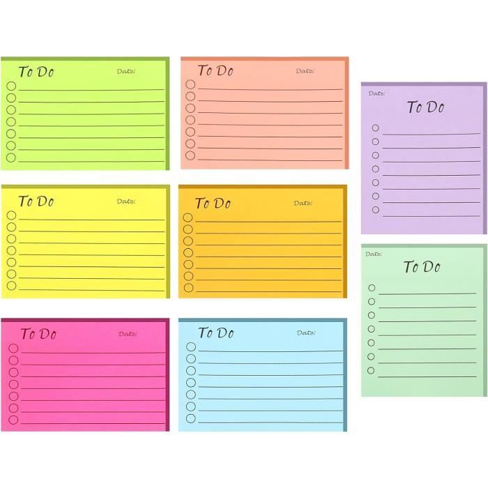 Newplenty 8 Bloc-Notes To Do List,Notes Autocollantes Colorées avec ...