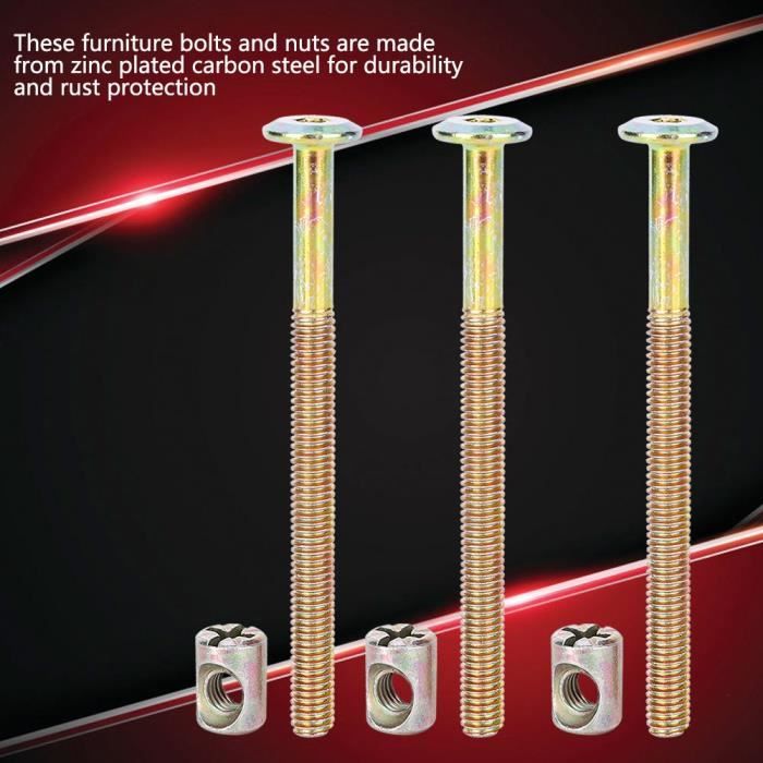 Boulon de meuble - TBEST - M6 - Acier au carbone zingué - Lot de 10 - Tête hexagonale ...