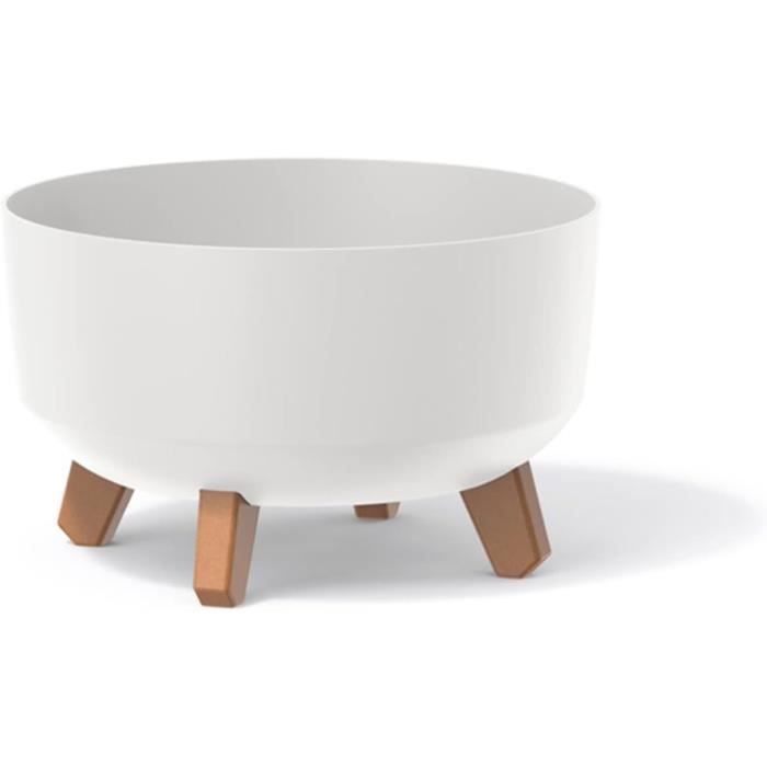 Pot De Fleurs Bas 6,8L Avec Pieds Amovibles Et Insert 285 Mm, Blanc ...