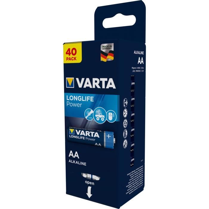 VARTA Pack de 40 piles alcalines Longlife AA (LR06) 1,5V - Cdiscount ...