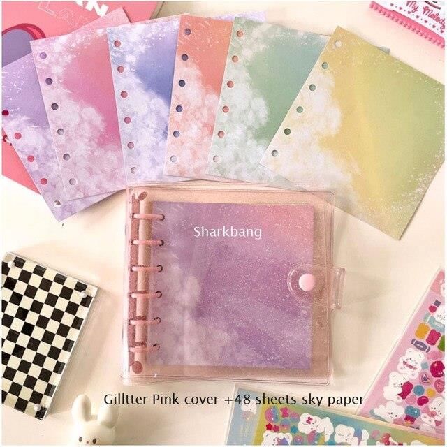 CAHIER,Pink sky set-14.5x15cm--carnet de notes à feuilles larges A7 ...
