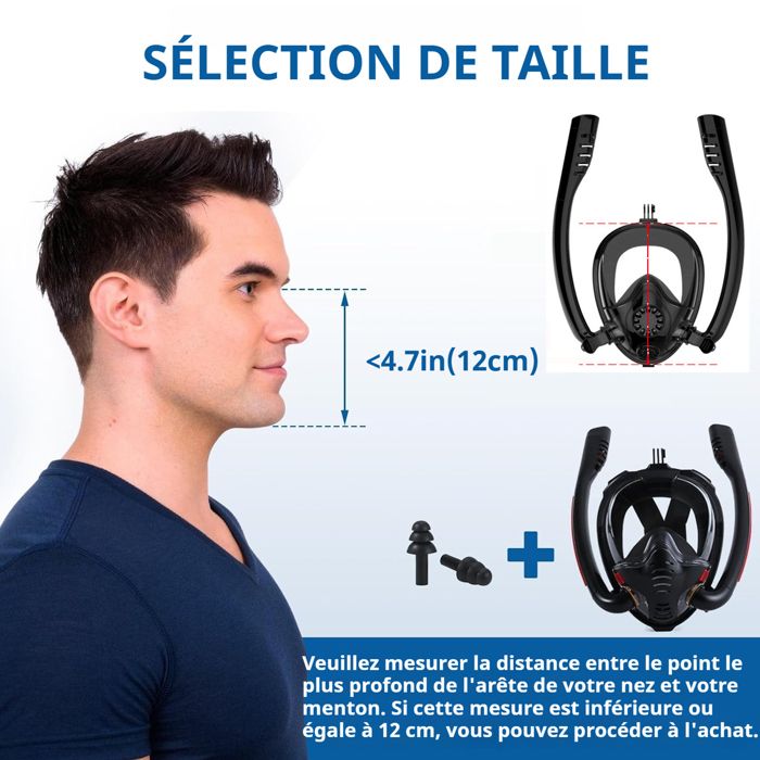 A Masque de Plongée Masque Snorkeling Adulte Masque Tuba Intégral 180 ...