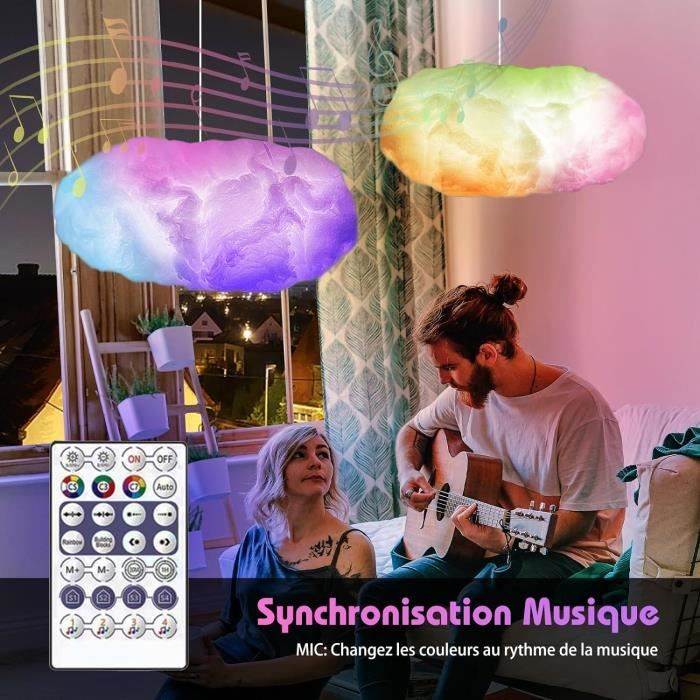 Rgb Coton Nuage Led Plafond, Arc-En-Ciel Suspension Led Lampe Deco À ...