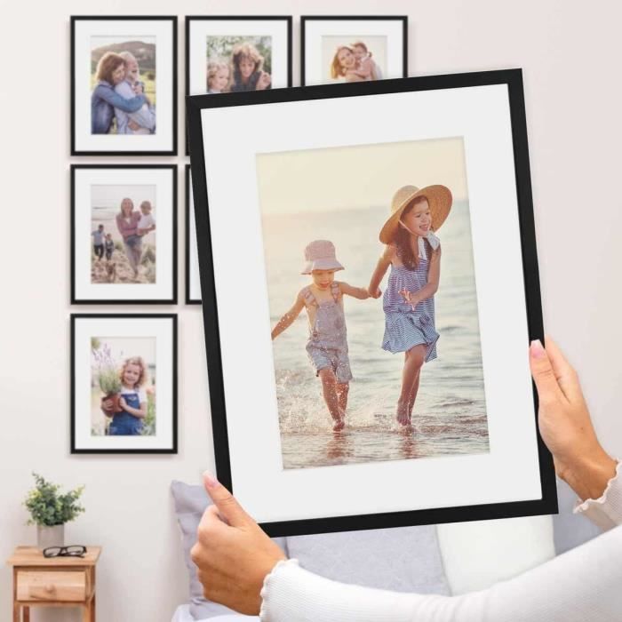 Cadre 30 X 40 Bois Mdf Noir,Lot De 9 Cadres Photo Avec Passe-Partout ...