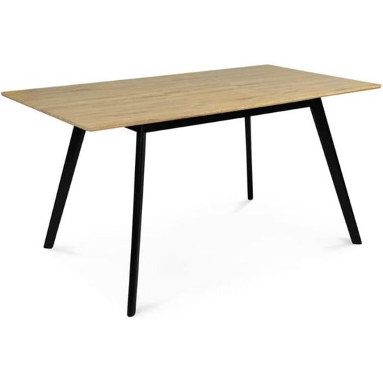 Table scandinave Extensible Inga 120-160 cm Plateau Bois Pieds Noirs[77 ...