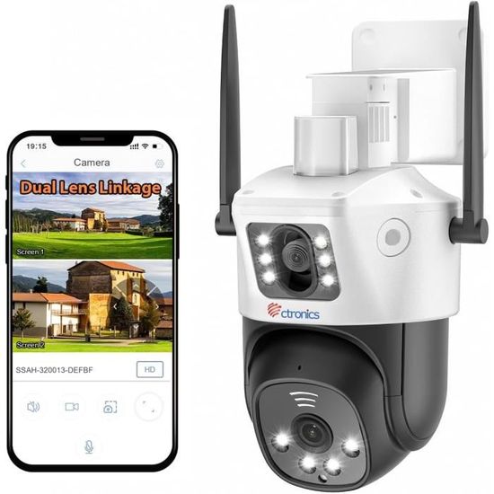 Ip Caméra Surveillance Wifi Exterieure Double-Objectif Double-Vue 2 ...