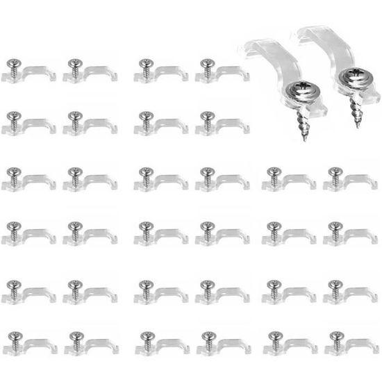 Sumbirg 100 Pièces Clips de fixation à bande LED Transparent Led Strip ...
