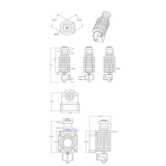 COC-7590762170330-Kit tête d'extrusion imprimante 3D, chauffage en ...