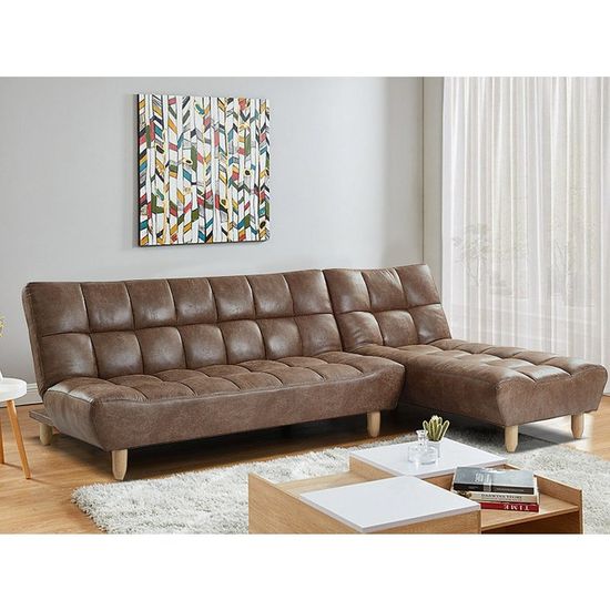 Canapé modulable convertible en microfibre vieillie ESTEBAN - Marron ...