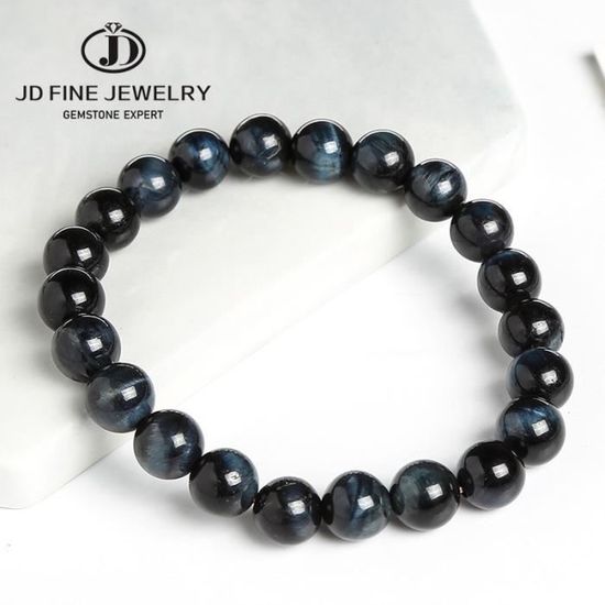 Dark Blue-8mm -JD — Bracelet Bouddha œil de tigre bleu,bijou en pierre ...