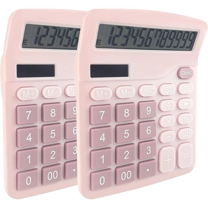 2 pièce Calculette de Bureau Solaire avec Écran LCD à 12 Chiffres ...