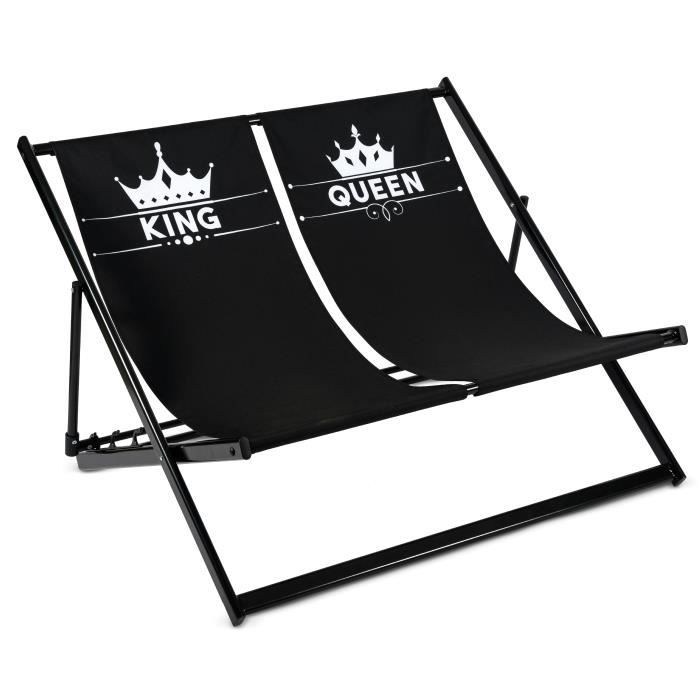 Chaise longue - Chilienne Double 2 Places - Châssis Noir Aluminium ...