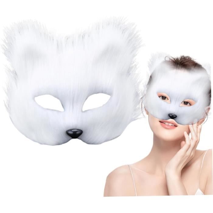 Masque à demi-face Furry Therian - Blanc - Pour enfants et adultes ...