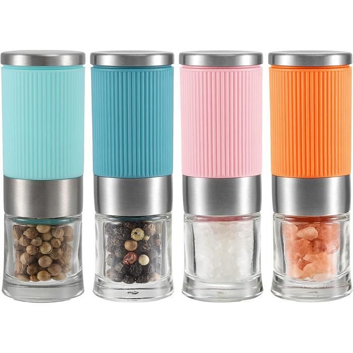 Lot de 4 mini moulins à sel et à poivre colorés et portables en ...