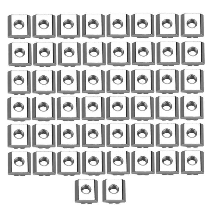 GOTOTOP Écrou à tête de marteau Écrou à rainure en T coulissant en acier au carbone 50 pièces ...