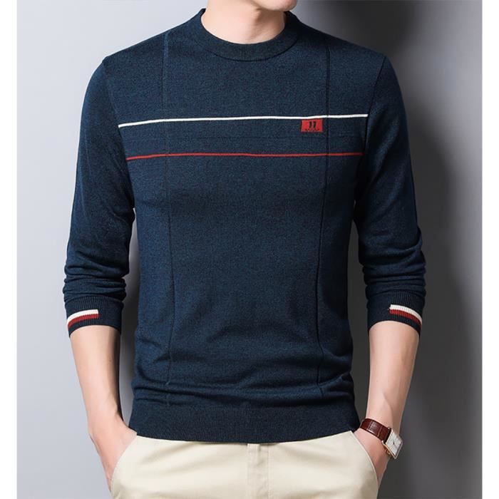 Pull pour homme manches longues nouvel hiver 2020 Jacquard rayé col ...