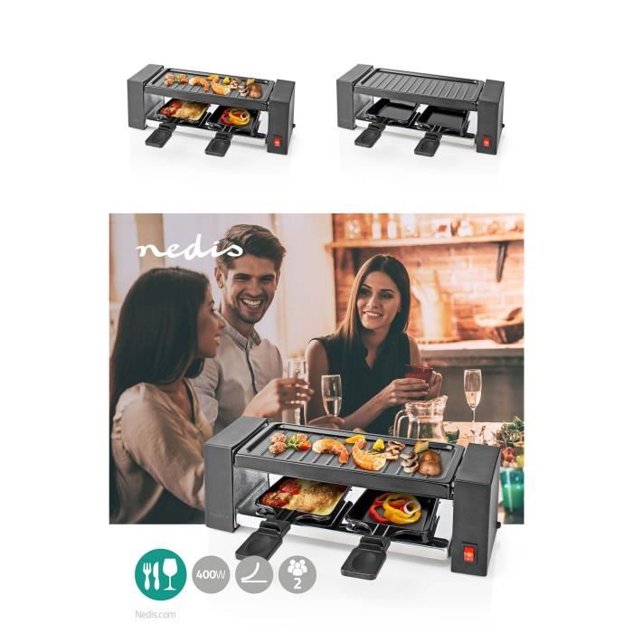 Raclette Grill Duo 2 mini poêlons anti adhérents 400W Noire - Cdiscount ...