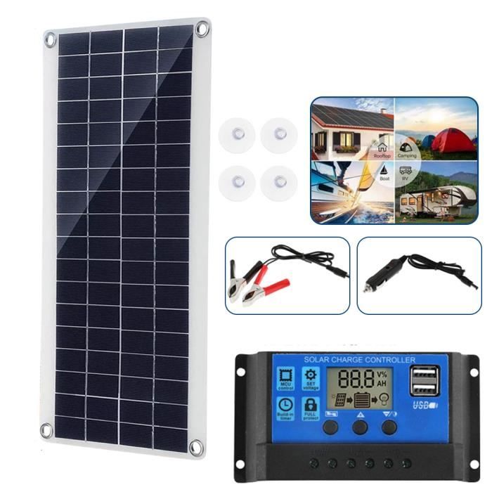 Kit Panneau Solaire 100W + Contrôleur de charge solaire 100A pour Charge la Batterie 12V de ...