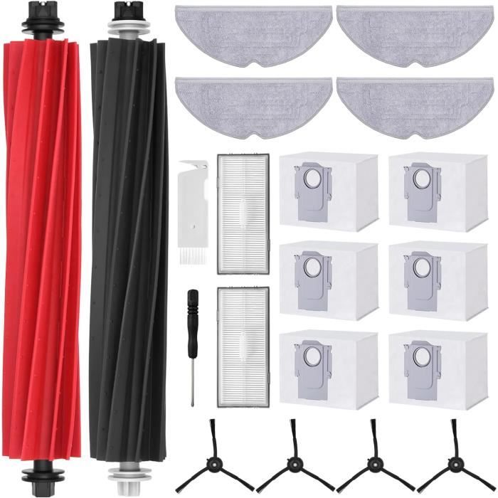 Kit d'accessoires pour Roborock S8 Pro Ultra, 6 Sacs à Poussière, 1 Brosse à Rouleaux Principale ...