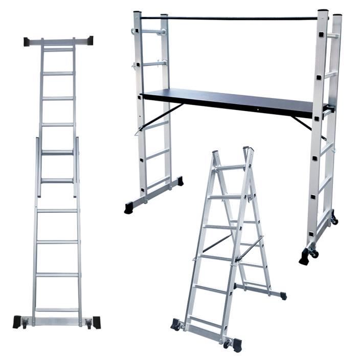 YRHOME Echelle en aluminium Argent Echelle de travail Plateau de ... YRHOME Echelle en aluminium Argent Echelle de travail Plateau de ...