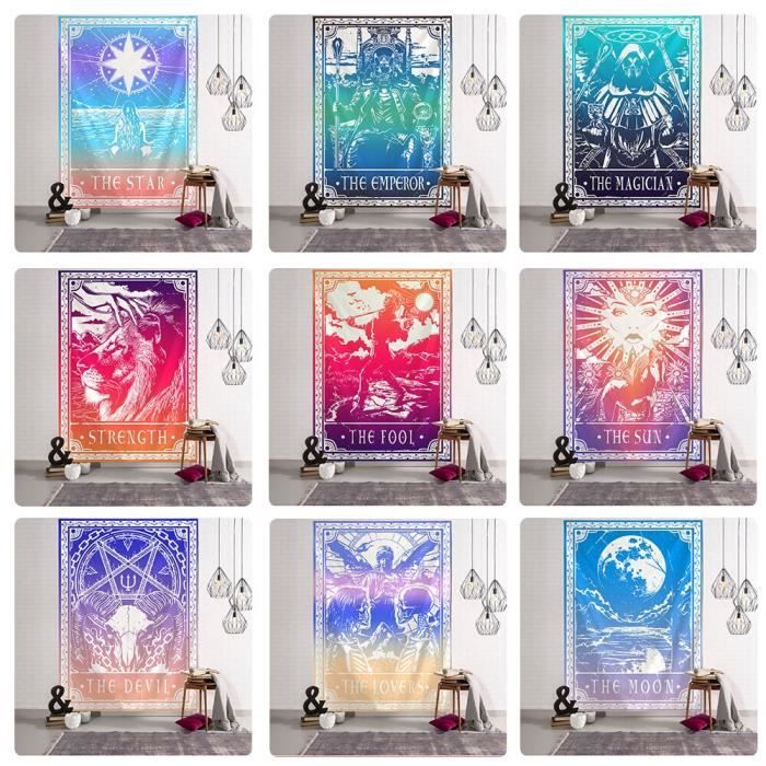 Tenture murale colorée de Tarot, Mandala indien, sorcellerie, bohémien ...