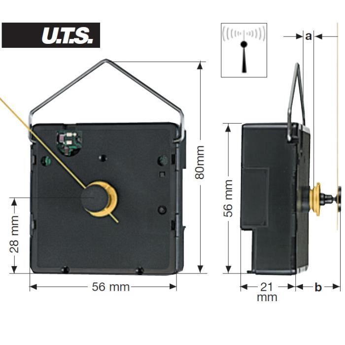Mouvement d'horloge radio pilotée FK UTS 700, longueur 16/19,5mm [ZWL ...