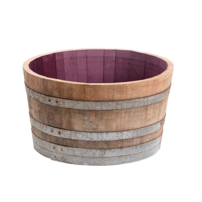 TEMESSO Demi tonneau de vin en bois de chêne - pot de fleurs ou mini ...