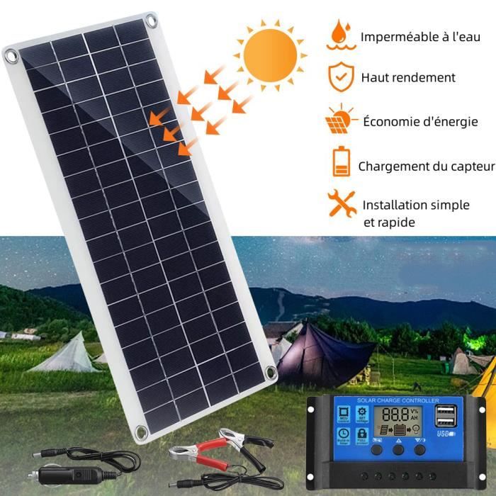 Kit Panneau Solaire 100W + Contrôleur de charge solaire 100A pour Charge la Batterie 12V de ...