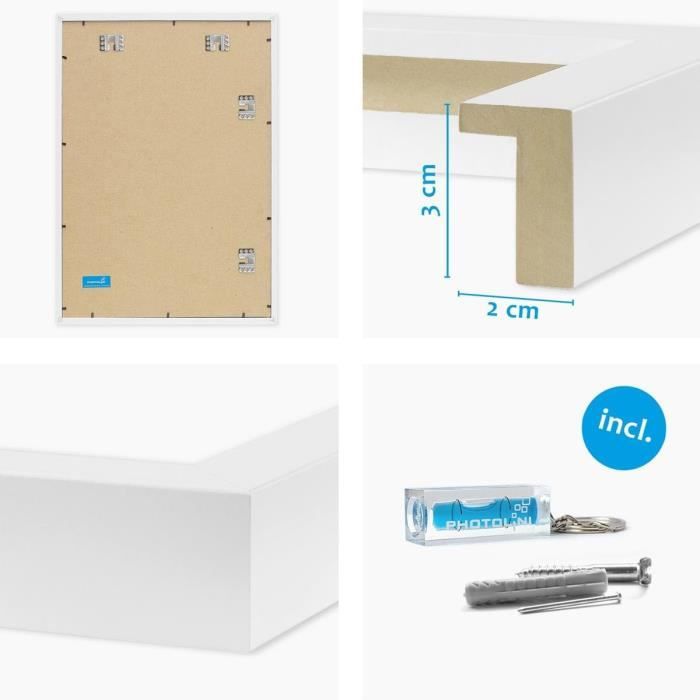 Cadre Photo 3D À Remplir 50 X 70 Cm, Blanc, Cadres Profond Avec Passe ...