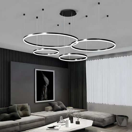 Lustre LED en Métal | 4 Cercles 40+60+80+100cm | 120W Plafonnier ...