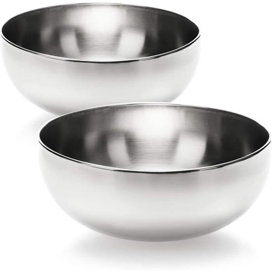 2x Saladier en acier inoxydable - bol en métal - bol en acier ...