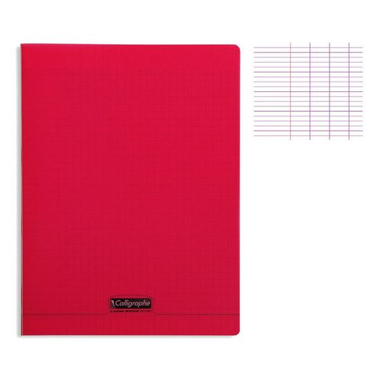 Cahier grand format séyès couverture plastique rouge 140 pages ...