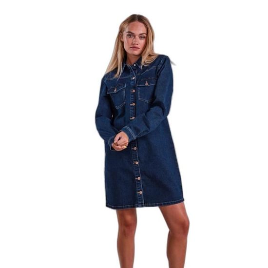 Robe en jean manches longues femme Pieces Perry - dark blue denim - S ...