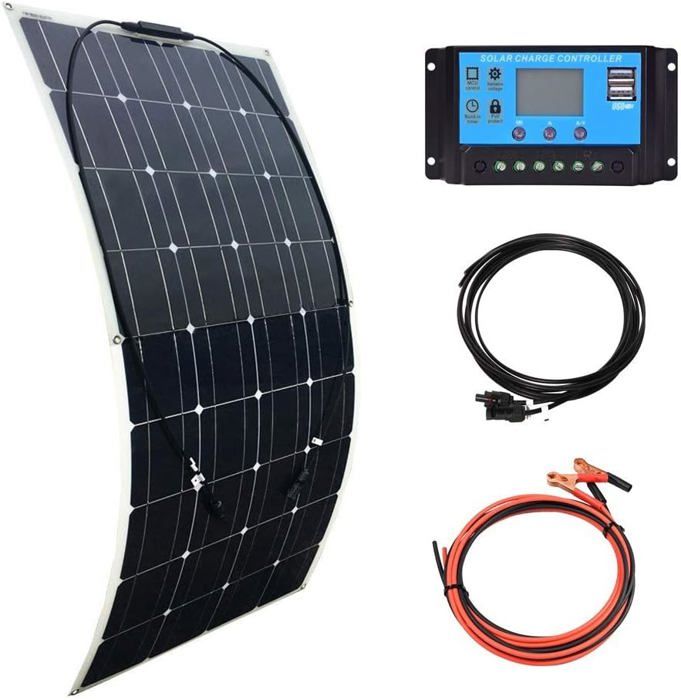 Kit de Panneau Solaire système hors réseau souple monocristallin de 100w 18v Contrôleur de ...