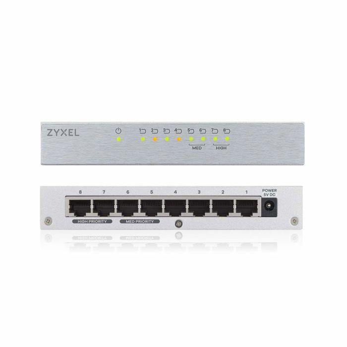 Desktop Switch 8 Port Gigabit Ethernet | Plug & Play | boîtier en metal | Sans Ventilateur ...