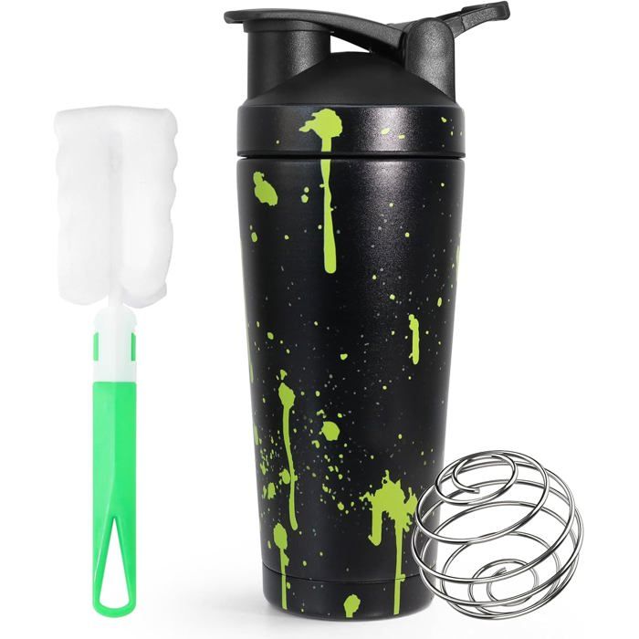 750 ml Protein Shaker, Stainless Steel Protein Shaker with Spiral Ball ...