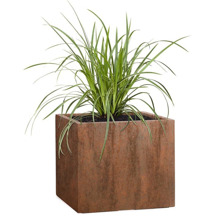 Pflanzwerk Pot de Fleur Cube Jardinière Brun Roux 28x28x28cm *Résistant ...