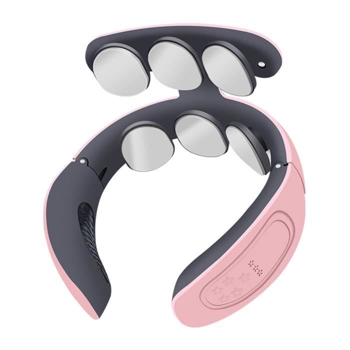 Un rose - Masseur électrique de cou à 6 têtes, chauffage par impulsions ...