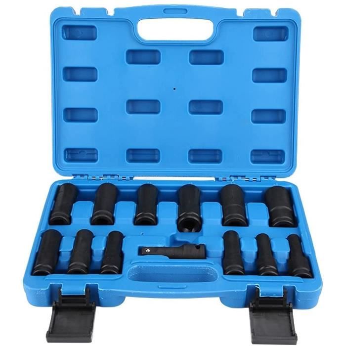 Jeu de 13 Douilles à Choc, Coffret de Douilles à Chocs avec Entraînement 1-2 Pouce, Douille ...