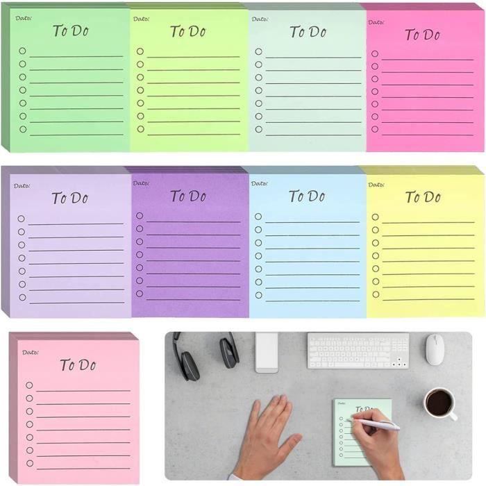9 Pièces Bloc-Notes To Do List, 9 X 7,5Cm Notes Autocollantes Colorées ...
