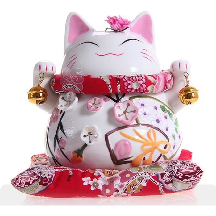 Maneki Neko - Statue de Chat Japonais en Porcelaine avec Cloches - Feng ...